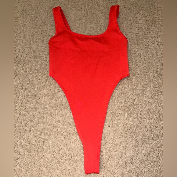 ALO Yoga | Tops | Red Alo High Cut Bodysuit | Poshmark